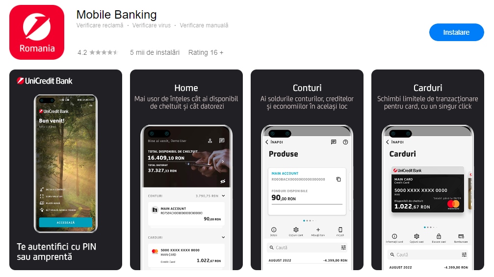 Aplicaţia UniCredit Mobile Banking este disponibilă acum în AppGallery