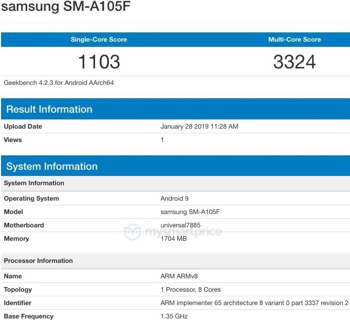 Samsung Galaxy A10 apare în benchmark-uri cu procesor Exynos 7885 şi ...