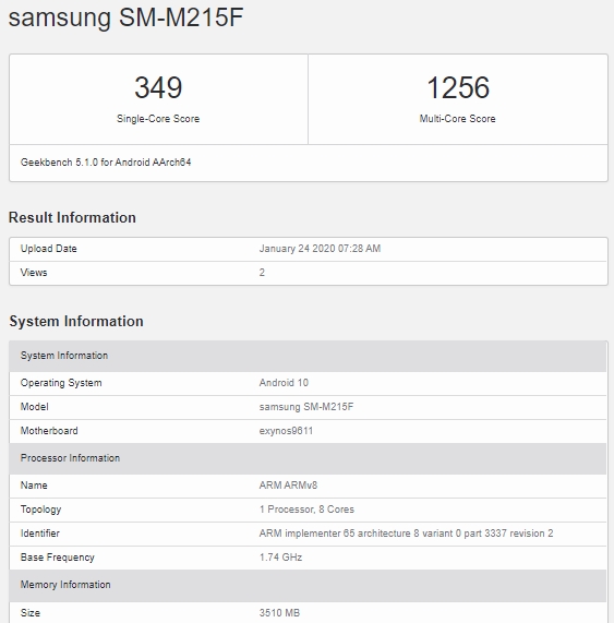 Samsung Galaxy M21 își dezvăluie câteva dotări în GeekBench; 4 GB RAM ...